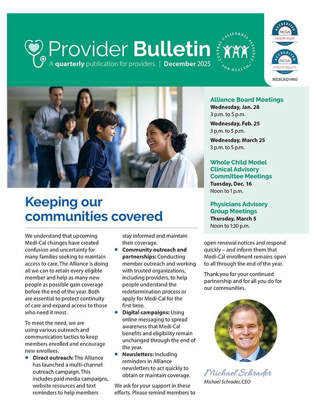 December 2025 - Provider Bulletin - Central California Alliance for Health